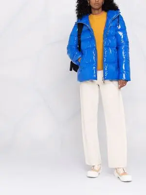 Pinko High-neck Hooded Jacket - Blue