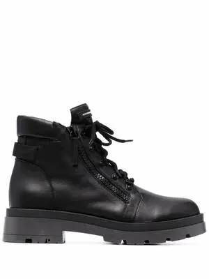GIUSEPPE ZANOTTI Logo-patch Lace-up Boots