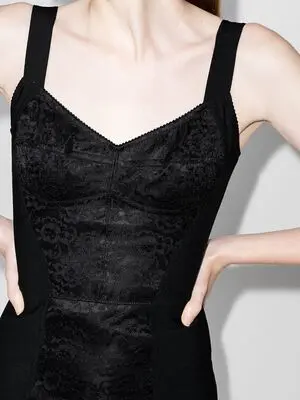Dolce & Gabbana Floral Jacquard Midi Dress - Black