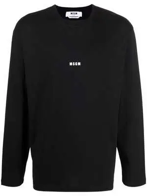 MSGM Logo-print Longsleeved T-shirt - Black