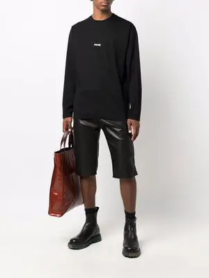 MSGM Logo-print Longsleeved T-shirt - Black