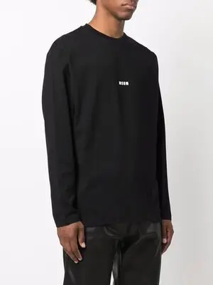 MSGM Logo-print Longsleeved T-shirt - Black