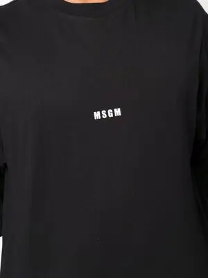 MSGM Logo-print Longsleeved T-shirt - Black