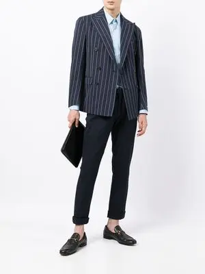 Polo Ralph Lauren Pinstriped Double-breasted Blazer - Blue