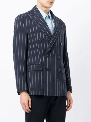 Polo Ralph Lauren Pinstriped Double-breasted Blazer - Blue