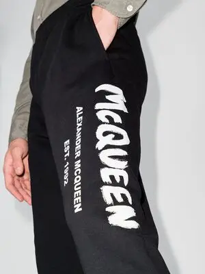Alexander McQueen Logo Graffiti Print Track Pants - Black