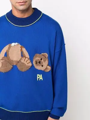 Palm Angels Intarsia-knit Teddy Bear Jumper - Blue