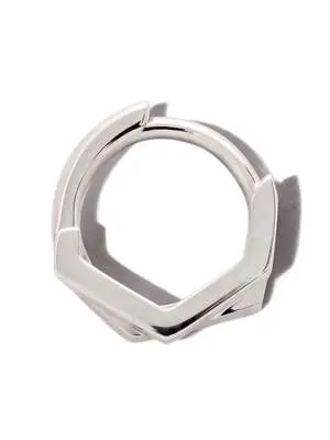 REPOSSI 18kt White Gold Antifer Two-row Single Hoop Earring