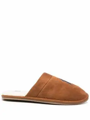 Polo Ralph Lauren Polo Pony Embroidered Slippers - Brown