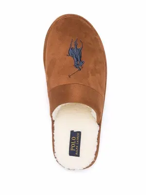 Polo Ralph Lauren Polo Pony Embroidered Slippers - Brown