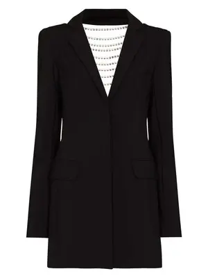 AREA Backless Crystal-trim Blazer Mini Dress