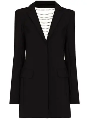 AREA Backless Crystal-trim Blazer Mini Dress