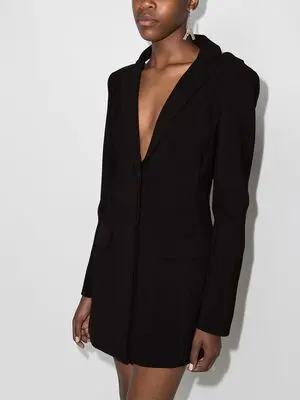 AREA Backless Crystal-trim Blazer Mini Dress