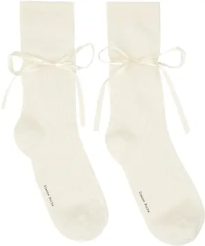 Simone Rocha Simone Rocha Pink Lace Ribbon Socks - Cream/cream