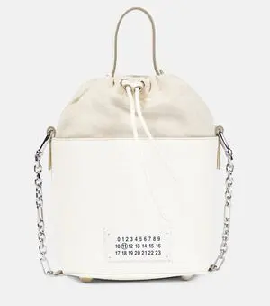 MAISON MARGIELA 5ac Leather Bucket Bag - White