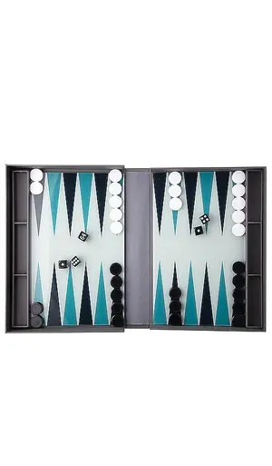 PRINTWORKS Classic Backgammon Set In In Grey - Steel Blue