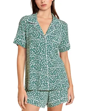 Eberjey Gisele Relaxed Shorts Set Abstract Floral Agave/ivory