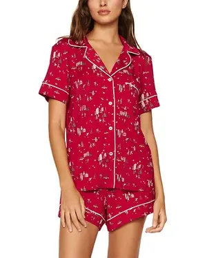 Eberjey Gisele Relaxed Shorts Set - Ice Skating/hollyred