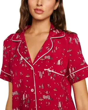 Eberjey Gisele Relaxed Shorts Set - Ice Skating/hollyred