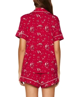 Eberjey Gisele Relaxed Shorts Set - Ice Skating/hollyred