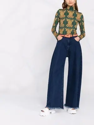 La DoubleJ Tiger Tile-print Turtleneck Top