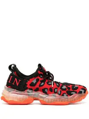 Philipp Plein Animal Print Knit Sneakers