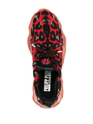 Philipp Plein Animal Print Knit Sneakers