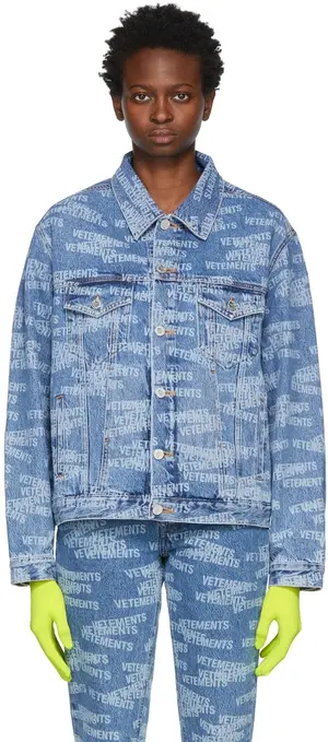 Vetements VETEMENTS Blue Denim Monogram Jacket - Medium Blue