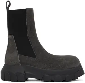 Rick Owens Rick Owens Orange Suede Beetle Bozo Tractor Boots - 789 Dk Dust/blk