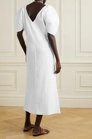 Mara Hoffman Gracen Stretch Organic Cotton-seersucker Midi Dress