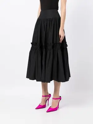 Alex Perry Ruffled Silk Midi Skirt