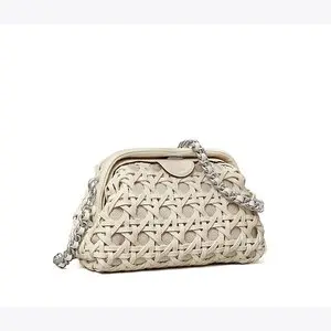 Tory Burch Fleming Soft Small Basket-weave Frame Crossbody