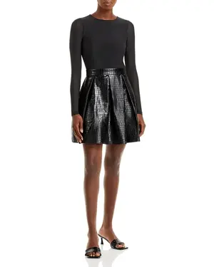 Alice + Olivia Chara Faux Leather Mini Dress