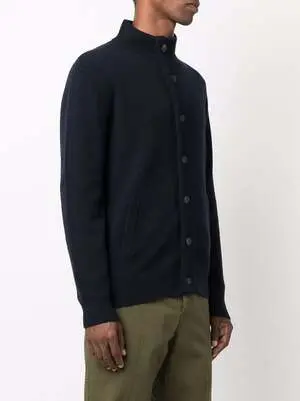 Barbour High-neck Wool Cardigan - Blue