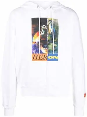 Heron Preston Graphic Print Cotton Hoodie - White