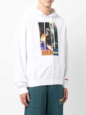 Heron Preston Graphic Print Cotton Hoodie - White