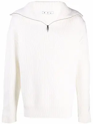 Off-White Zipped Rib Knitted Jumper