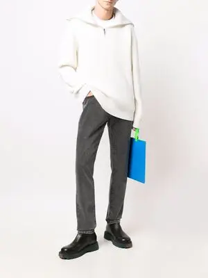 Off-White Zipped Rib Knitted Jumper
