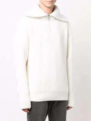 Off-White Zipped Rib Knitted Jumper