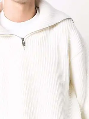 Off-White Zipped Rib Knitted Jumper