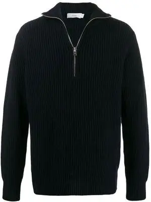 Closed Ribbed Wool Half-zip Sweater