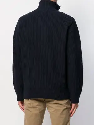 Closed Ribbed Wool Half-zip Sweater