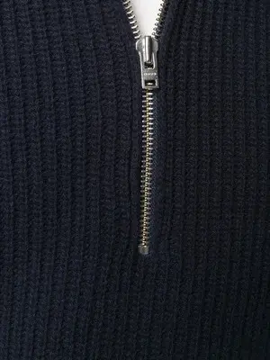 Closed Ribbed Wool Half-zip Sweater