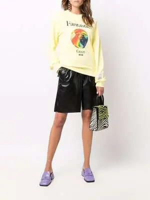 MSGM Logo-print Crew Neck Sweatshirt - Yellow