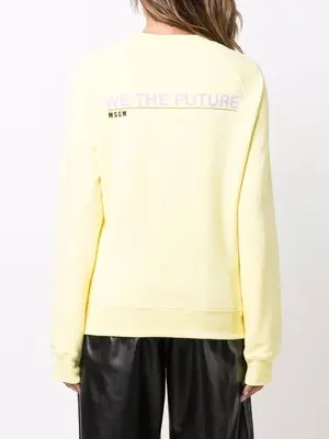 MSGM Logo-print Crew Neck Sweatshirt - Yellow