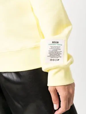 MSGM Logo-print Crew Neck Sweatshirt - Yellow