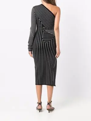 Rick Owens Geometric Stripe One-shoulder Dress