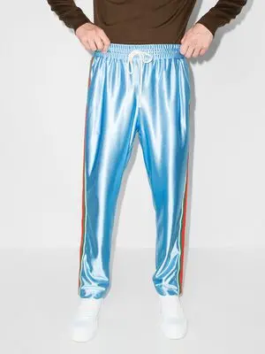 Gucci Web Stripe Shiny Jersey Track Pants