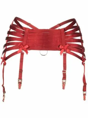 BORDELLE Webbed Suspender Belt - Red