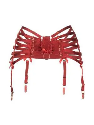 BORDELLE Webbed Suspender Belt - Red